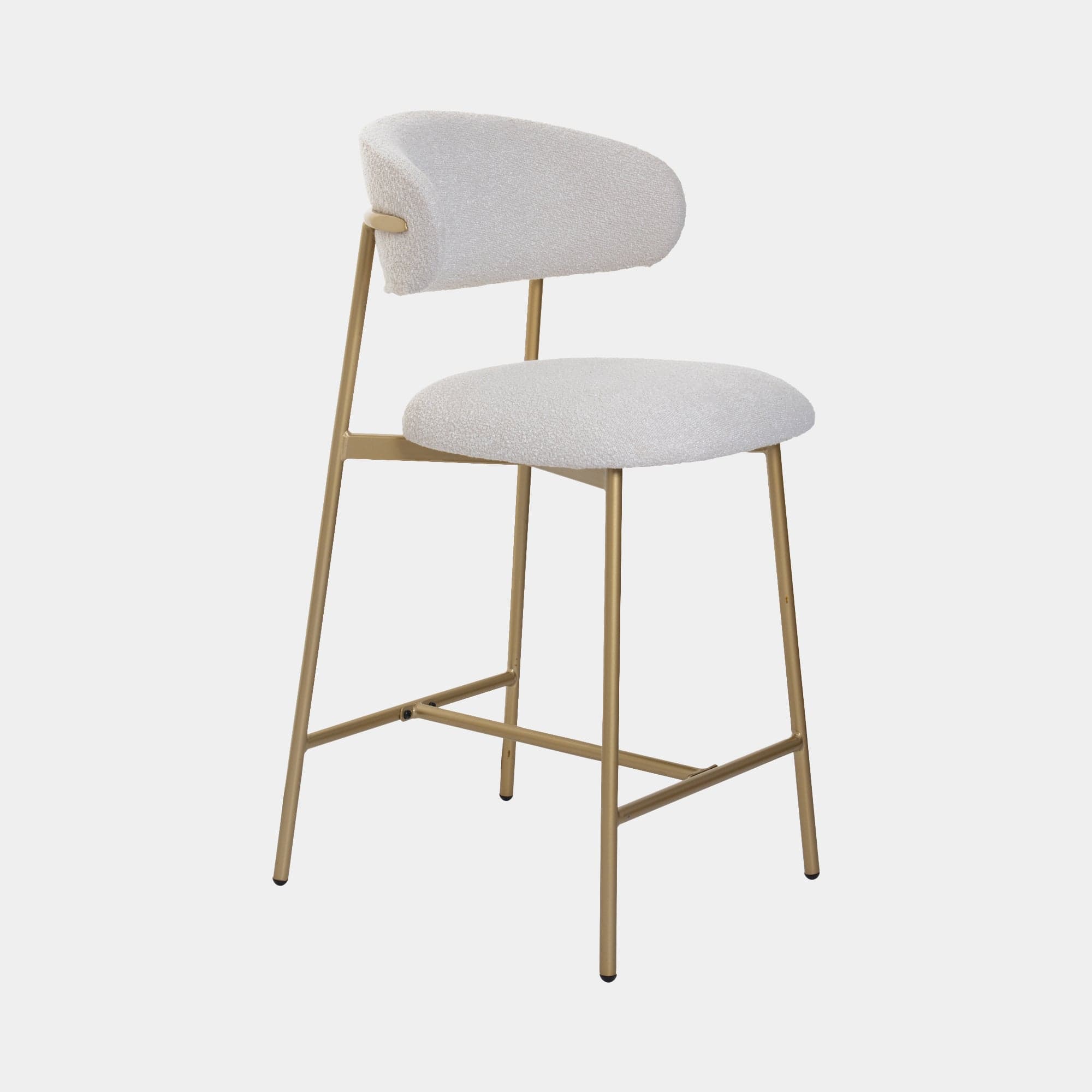 Maldives Bar Stool In White Fabric With Gold Legs