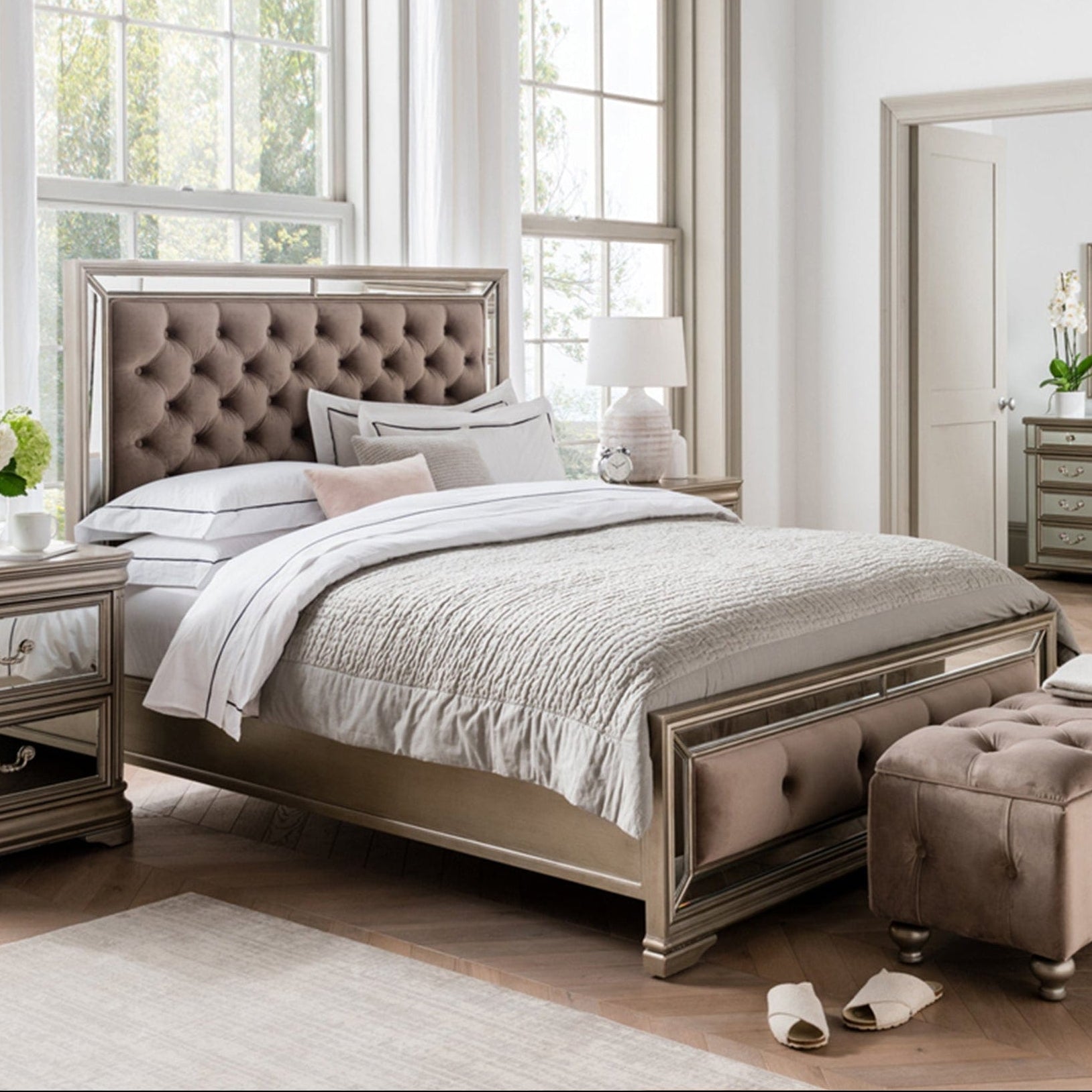 Royale - Bed Frame With Buttoned Headboard | Lowest Price