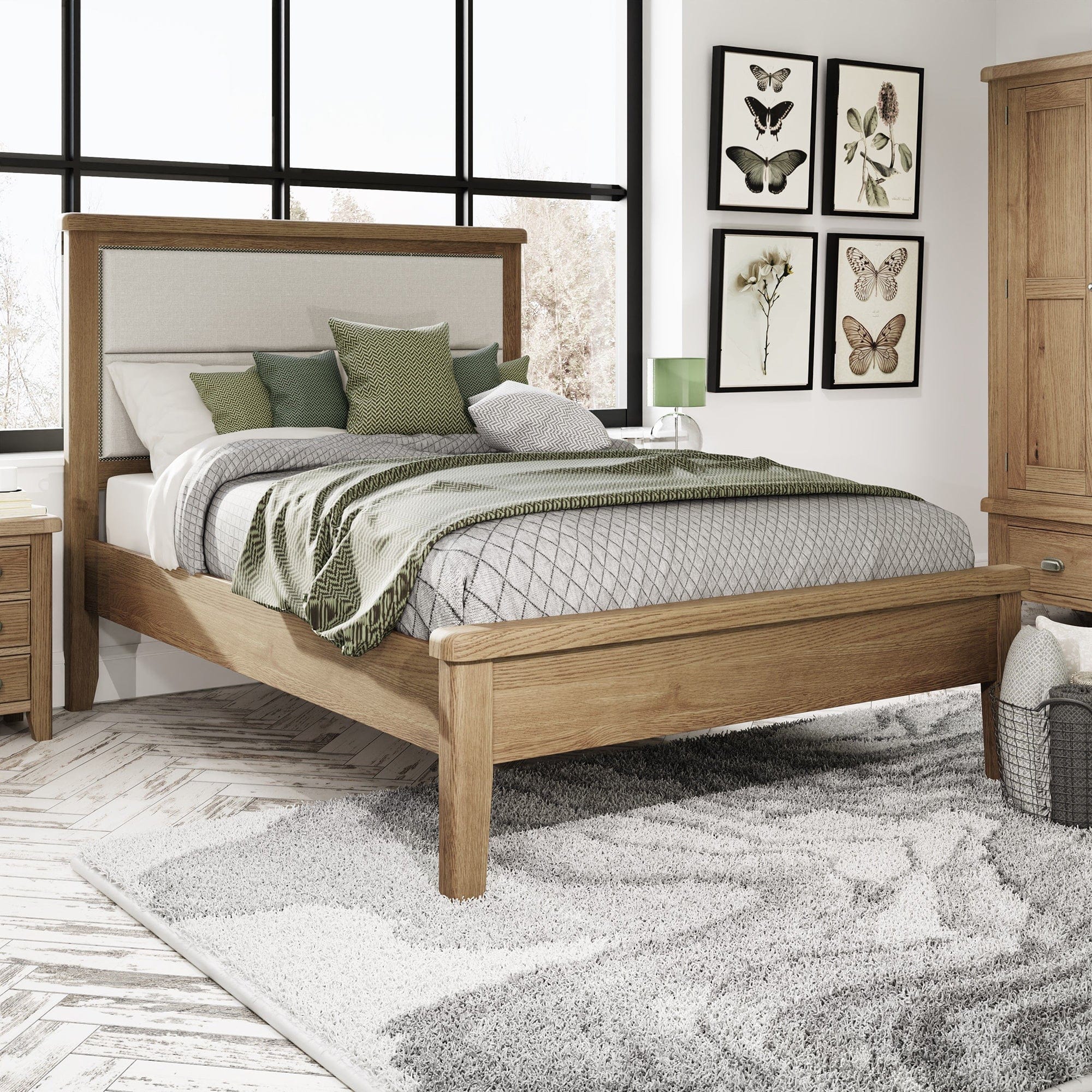 Full bed frame with upholstered headboard store