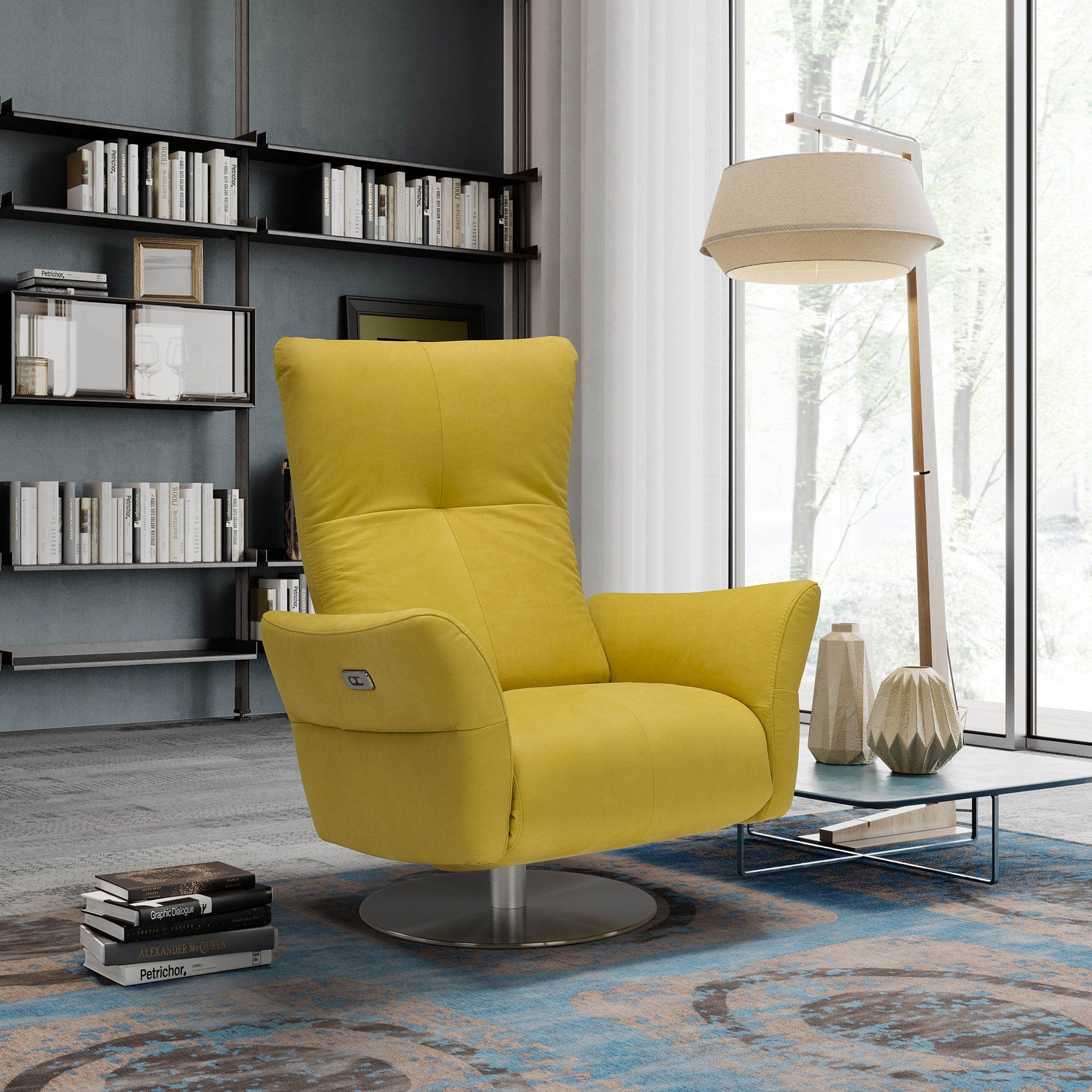 Brescia Swivel Accent Power Recliner Chair In Fabric