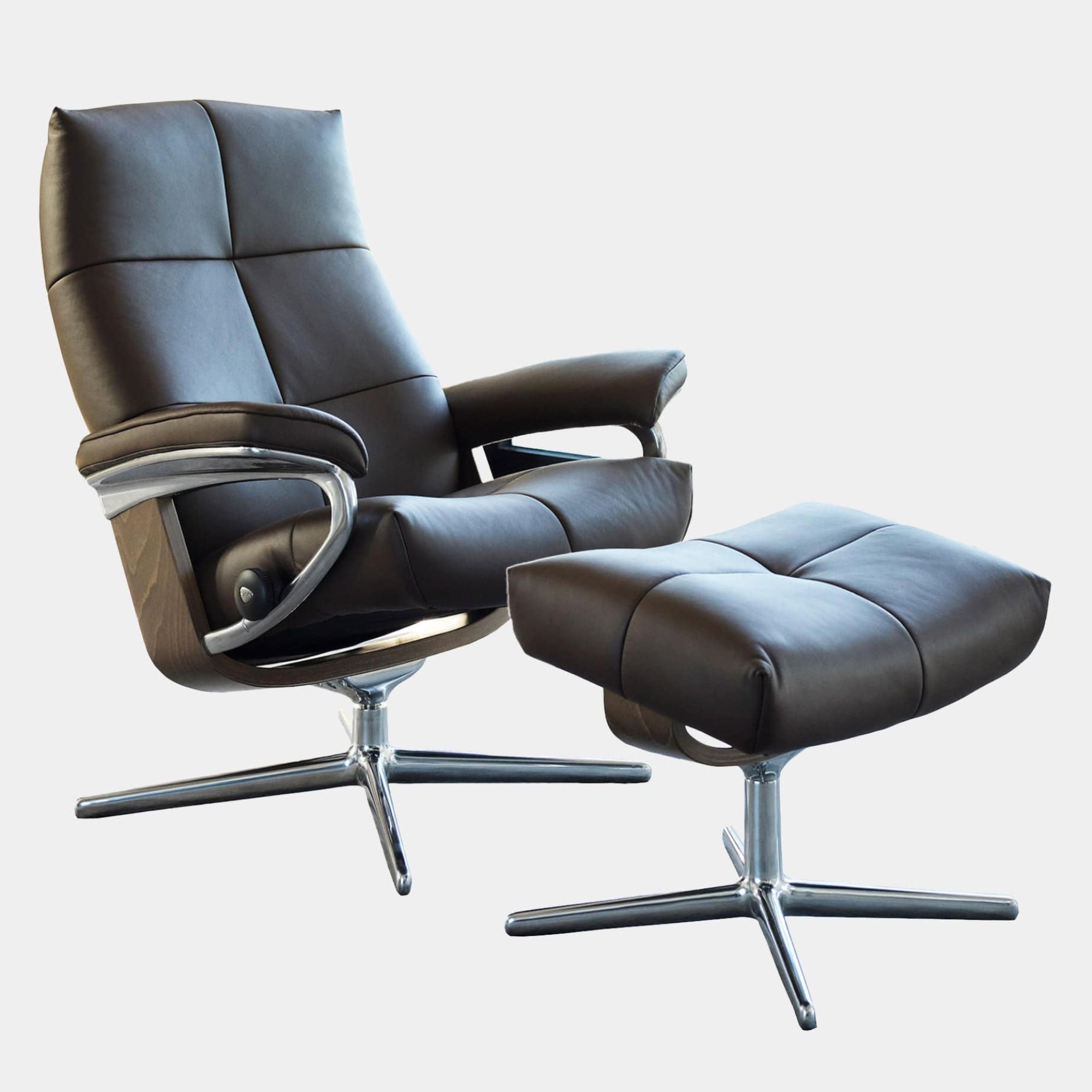 Stressless David - Chair & Footstool With Cross Base In Leather ...