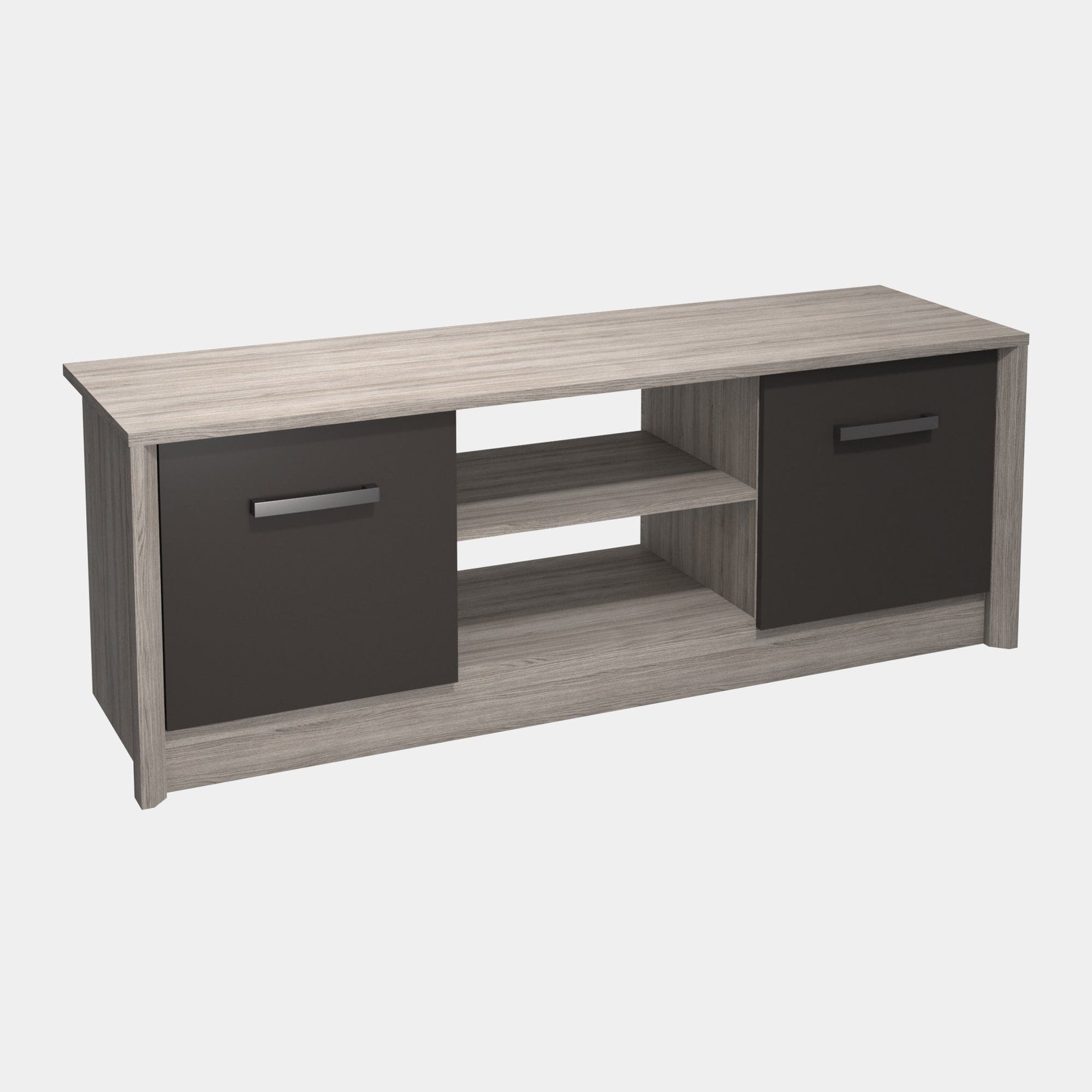 Compton - Media Unit In Grey Oak & Graphite Gloss Finish