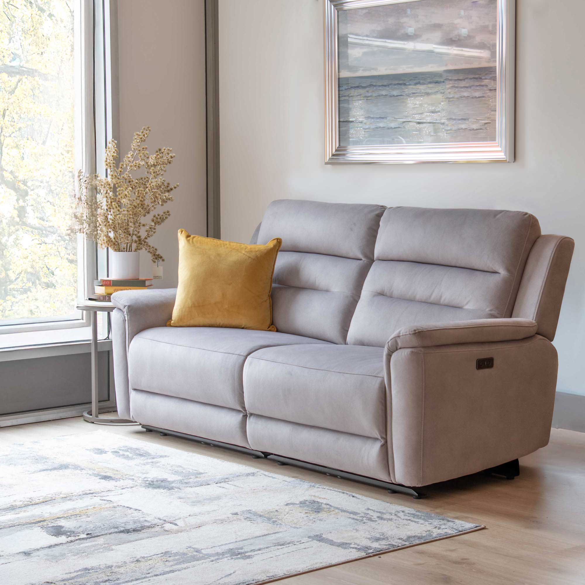 Bergamo Loveseat With Power Recliners In Aspen Latte Fabric