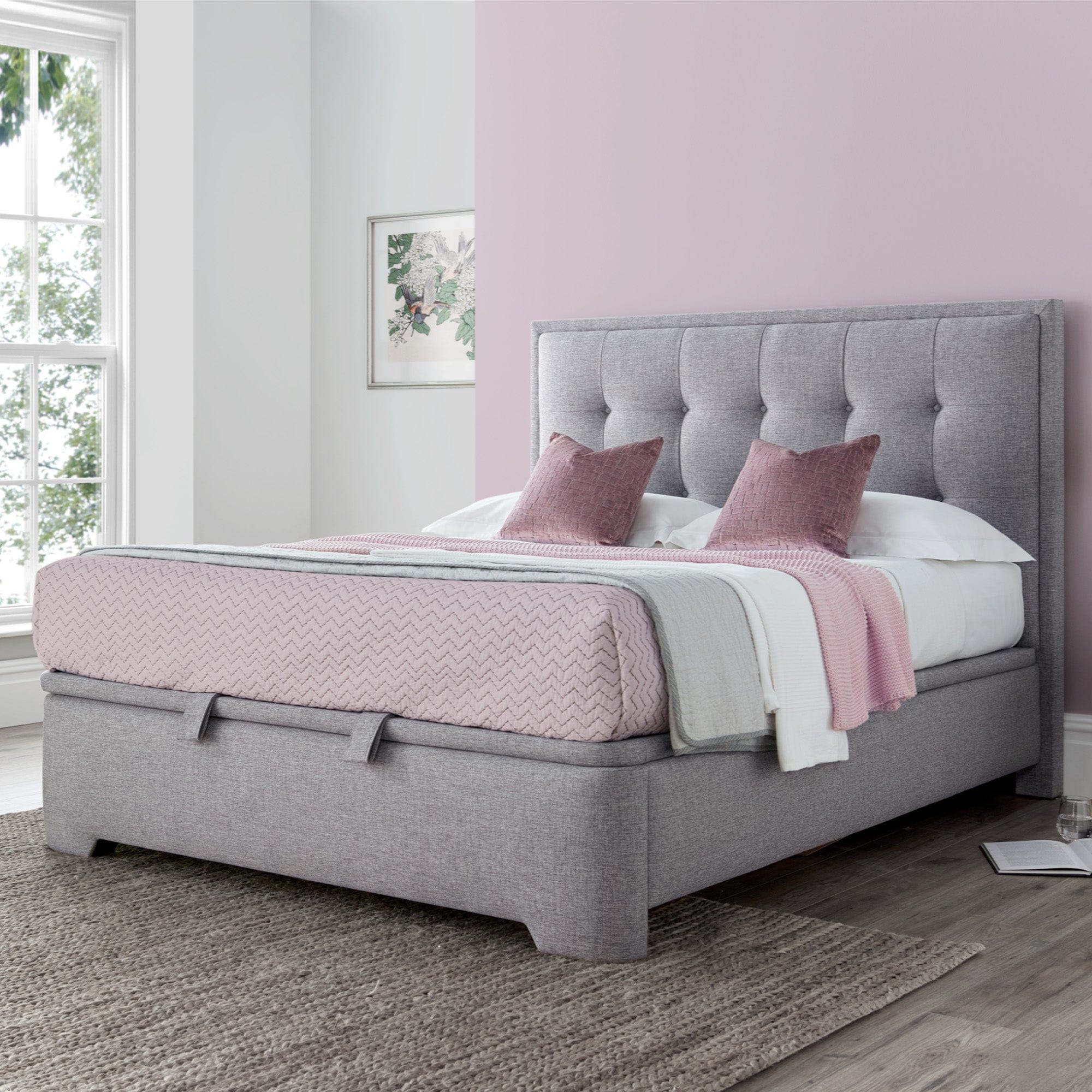 Heidi Ottoman Bed Frame In Marbella Grey